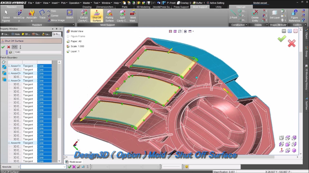 Design3D Mold Shut Off Surface / EXCESS-HYBRID2 V21 (ENG) - YouTube