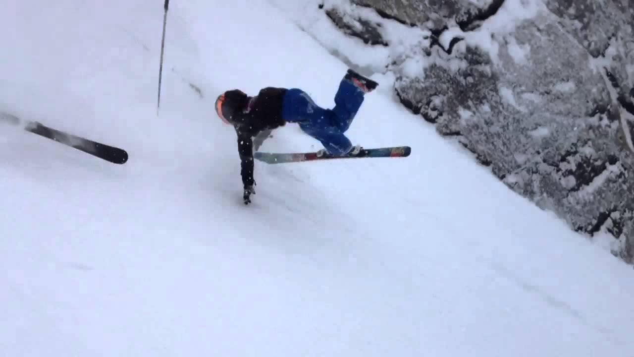 Narly Ski Wreck In Jackson Hole chute - YouTube