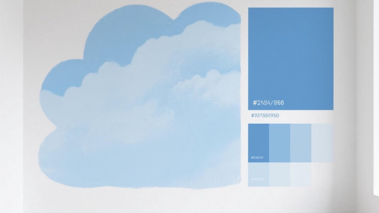 cat tembok warna awan biru dan kode warna | blue cloud wall paint and ...