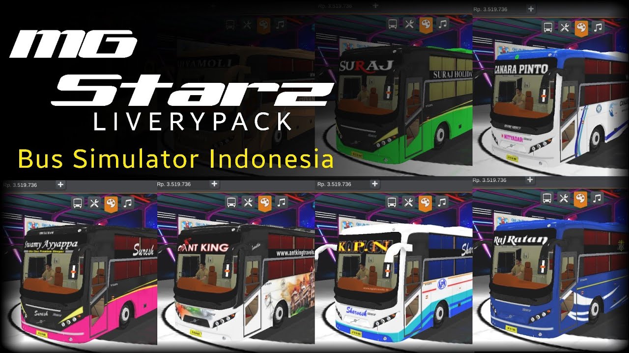 Releasing! VOLVO MG STARZ LIVERYPACK for Bus Simulator Indonesia - YouTube