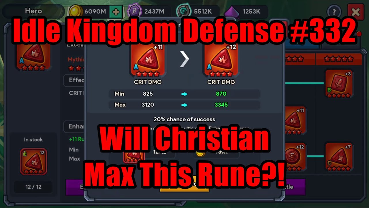Idle Kingdom Defense #332 - Will Christian Max This Rune?! (Stage 17170 ...
