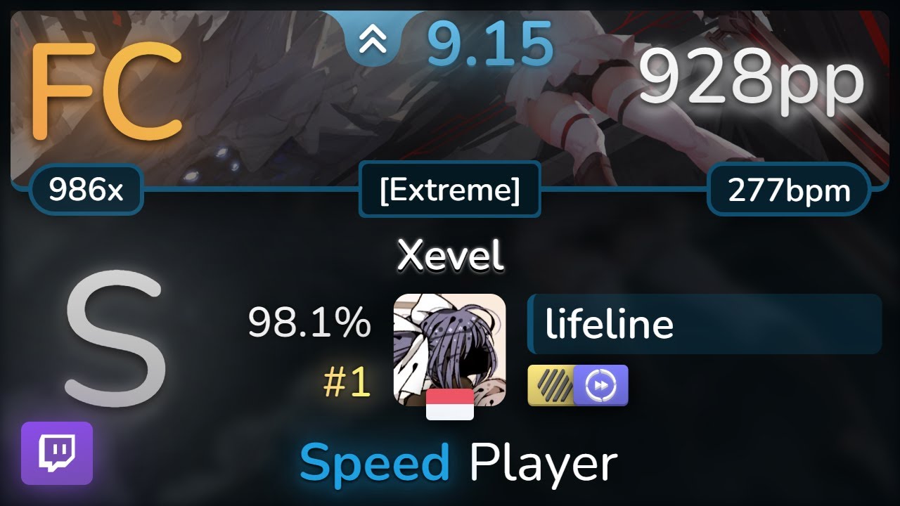 🔴 9.2⭐ lifeline | Tatsh - Xevel [Extreme] +HDDT 98.1% (#1 928pp FC ...