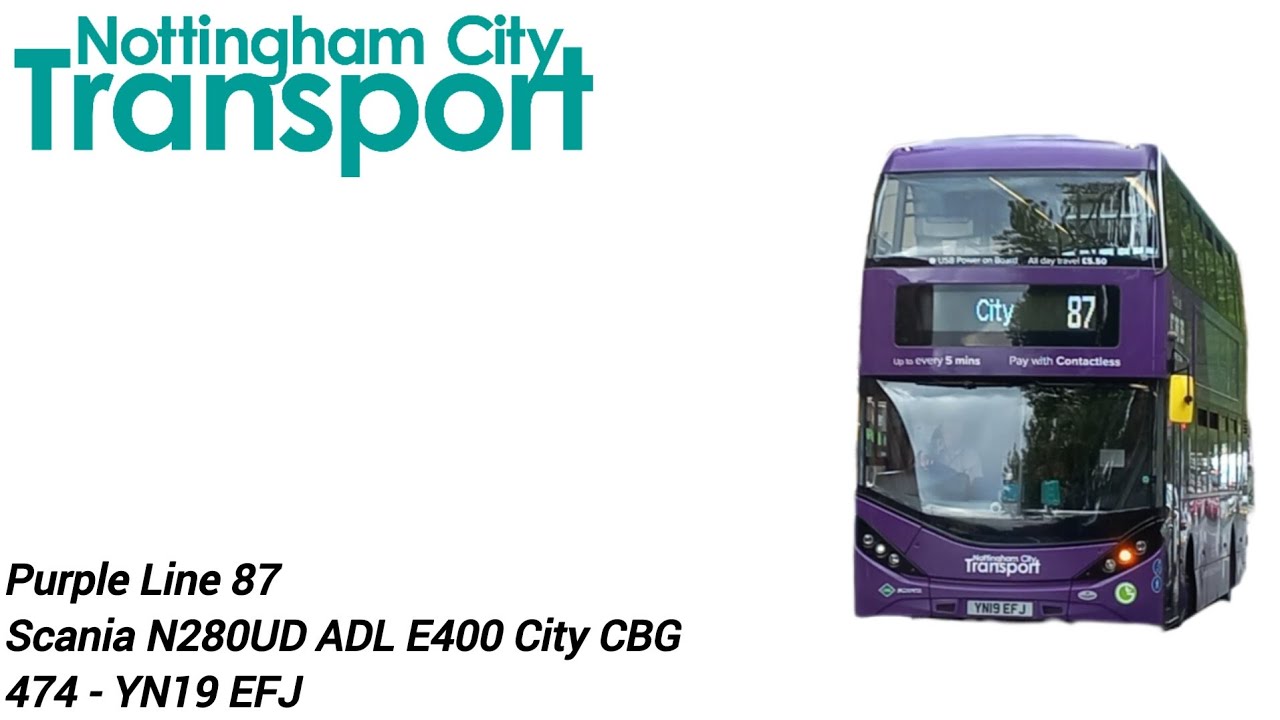 NCTX Buses 474 - YN19 EFJ | Scania N280UD ADL E400 City | Purple Line ...