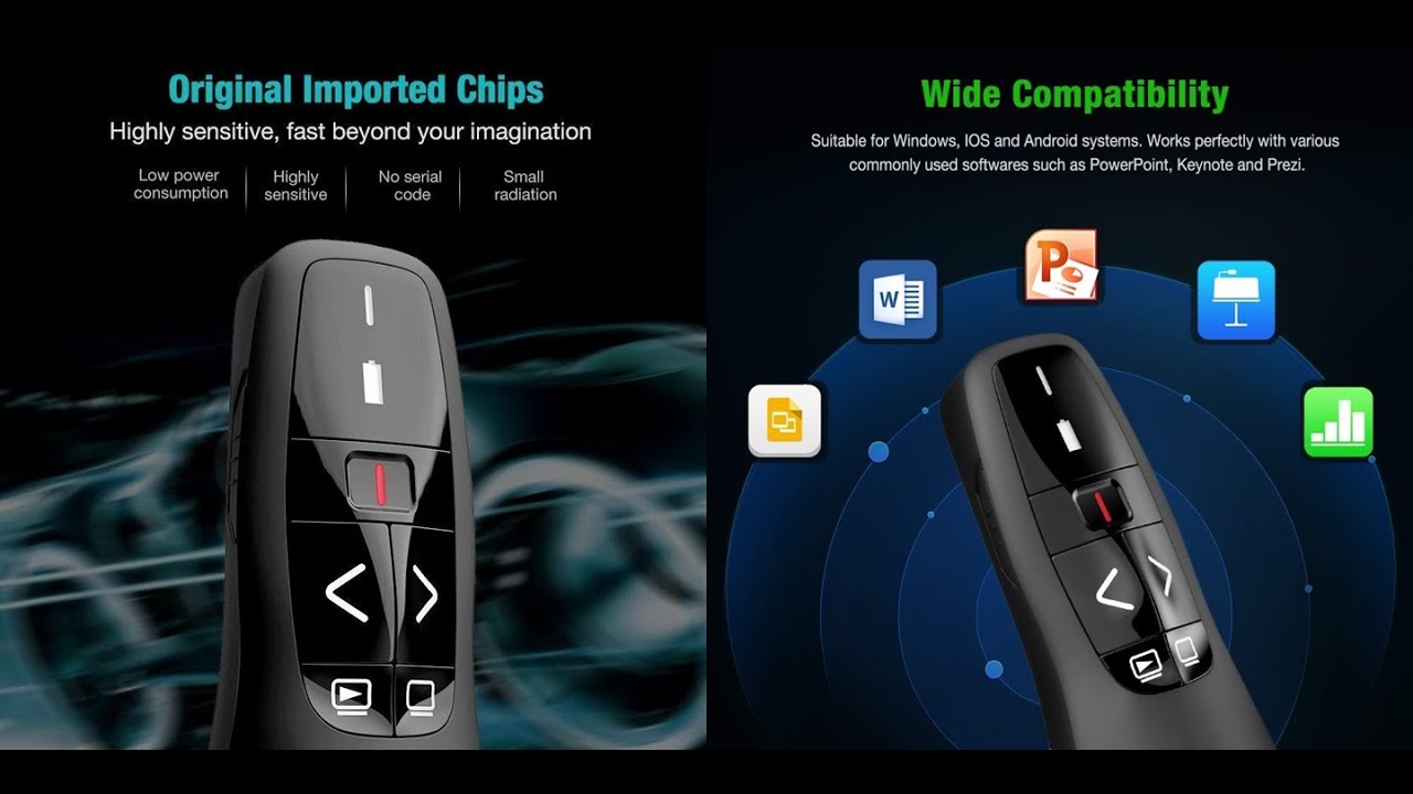 Wireless Presenter with Laser Pointer - YouTube