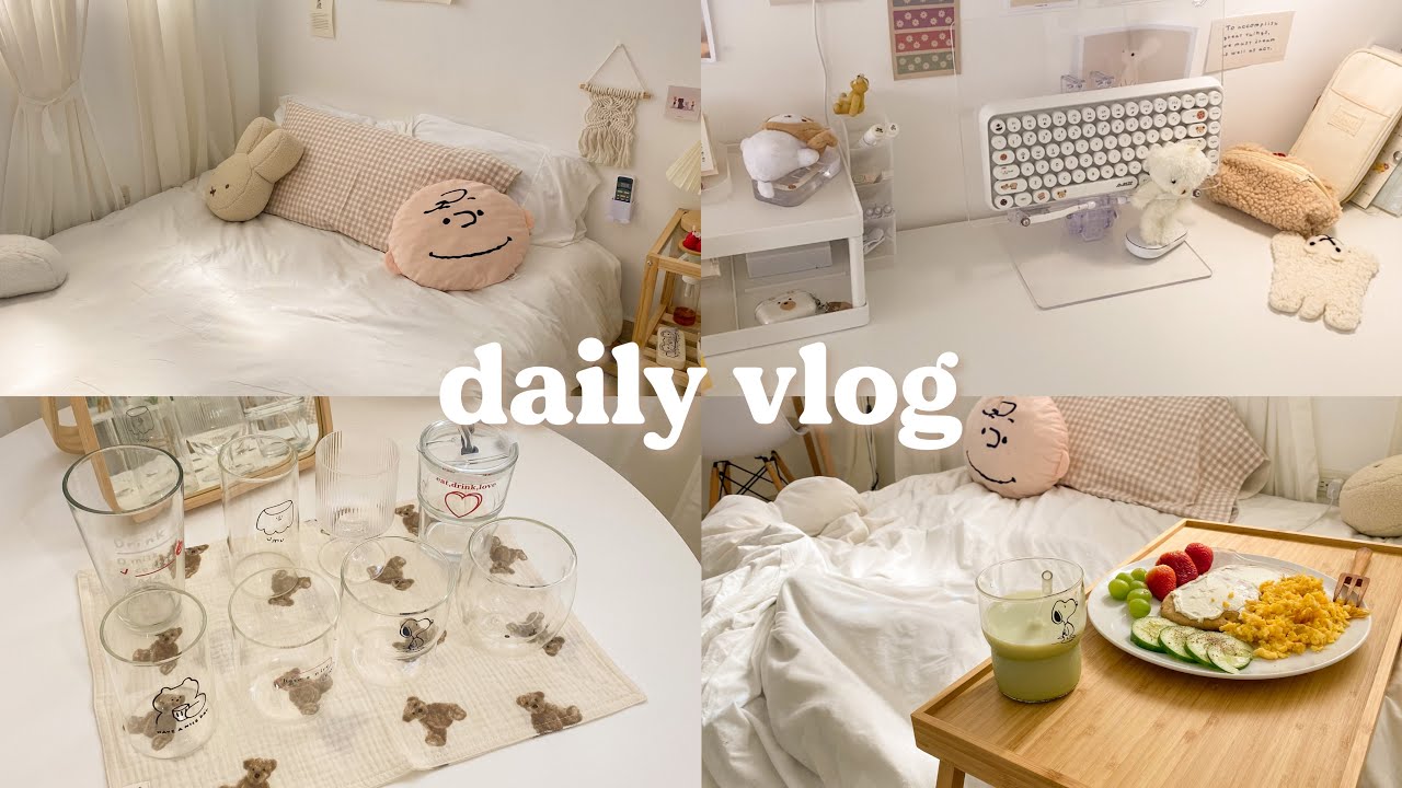 vlog 🧸 room updates, breakfast in bed, cup collection, 2023 calendar ...