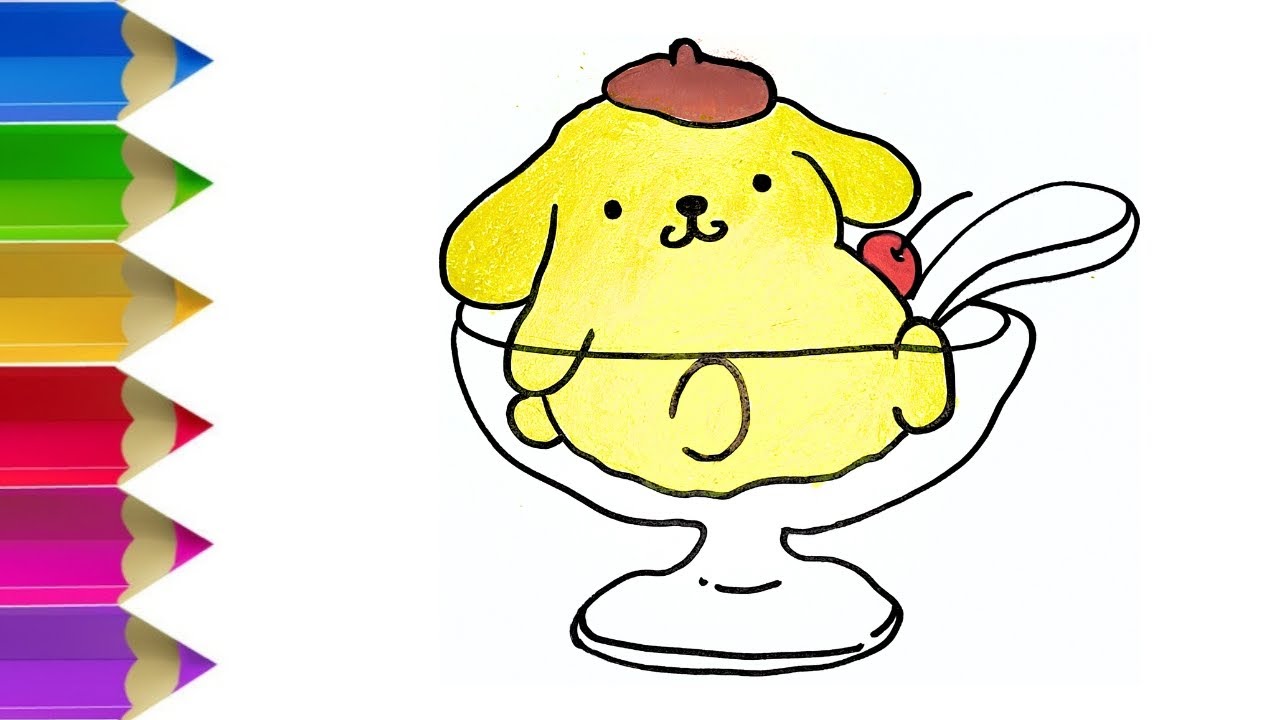How to draw Pompompurin in icecream glass | drawing and colouring for ...