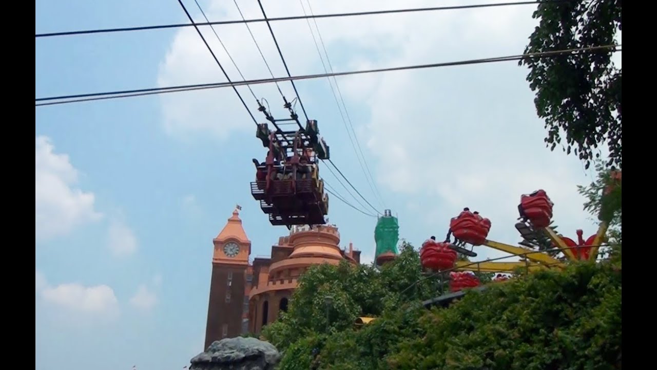 Bizarre Zipline Ride POV in India WonderLa Amusement Park Cochin India ...