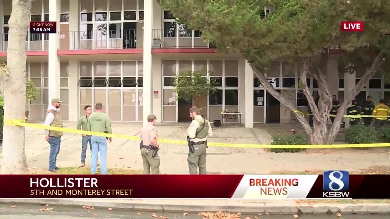 Sheriff and firefighter activity at county building in Hollister - YouTube