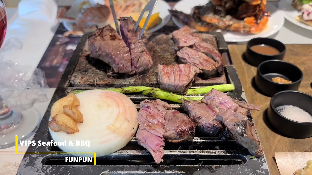 Korean buffet food VIPS 빕스 씨푸드 & BBQ 평일런치, 스테이크 - YouTube