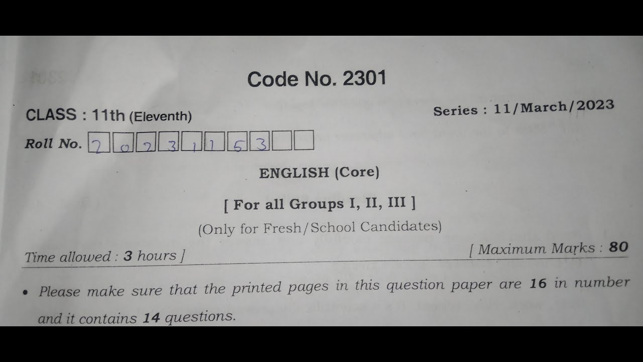 11th English Question Paper 11th English 2023 Exam Hbse 11th 11th-english-question-paper-11th-english-2023-exam-hbse-11th