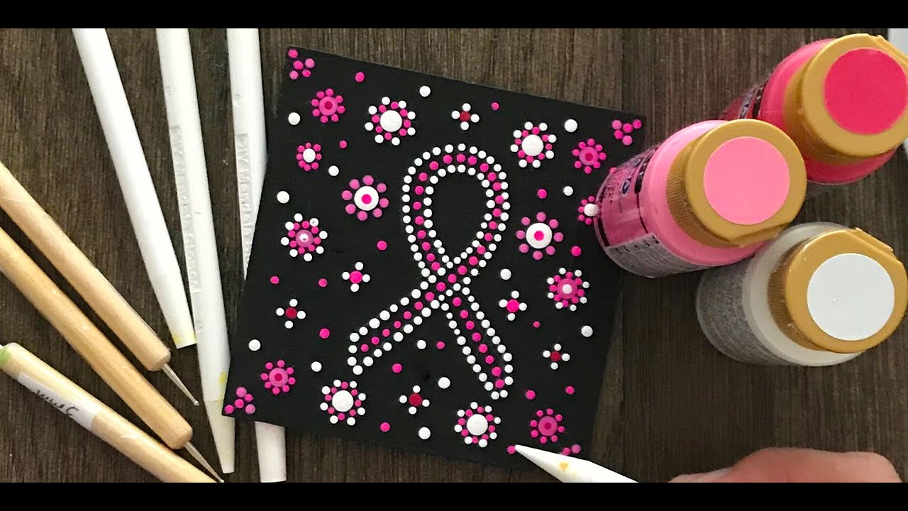 Time-lapse Dot Painting Breast Cancer Awareness - 5 - YouTube
