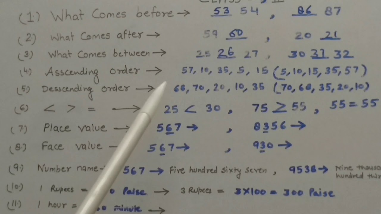 Basic Mathematic Concepts For Class 1st and 2nd. - YouTube