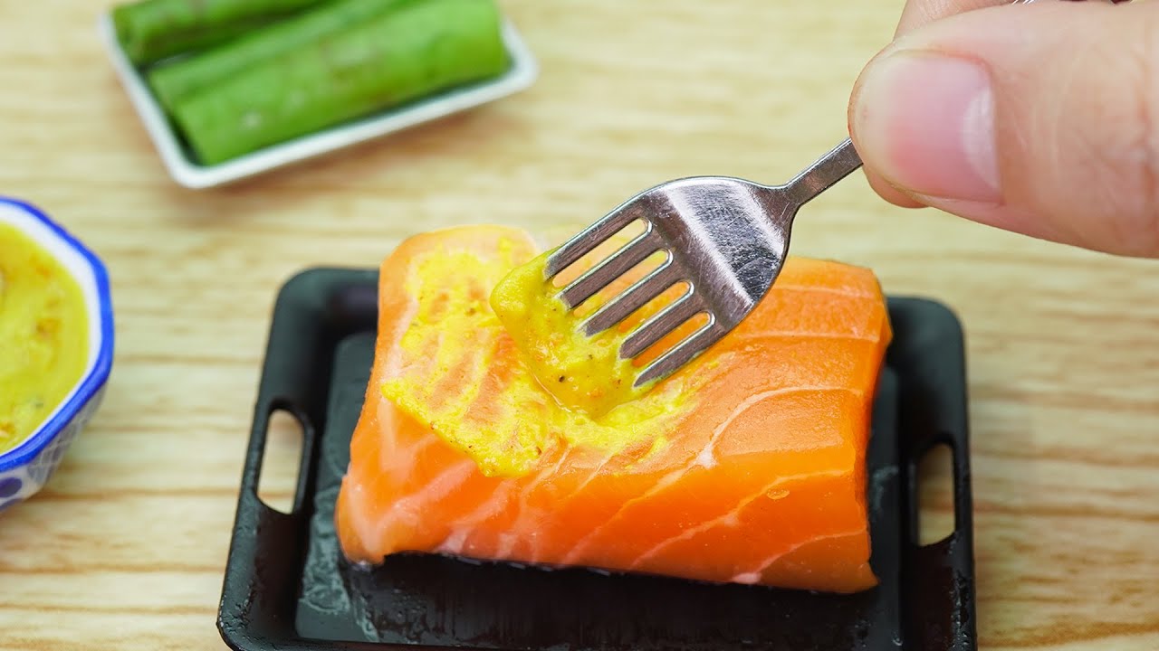 Miniature Grilled Salmon With Mustard | Seafood Recipe by Tiny Cooking ...