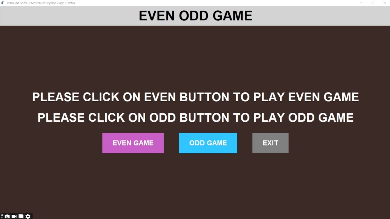 Title: Even/Odd Number Game | Tkinter GUI Application. - YouTube