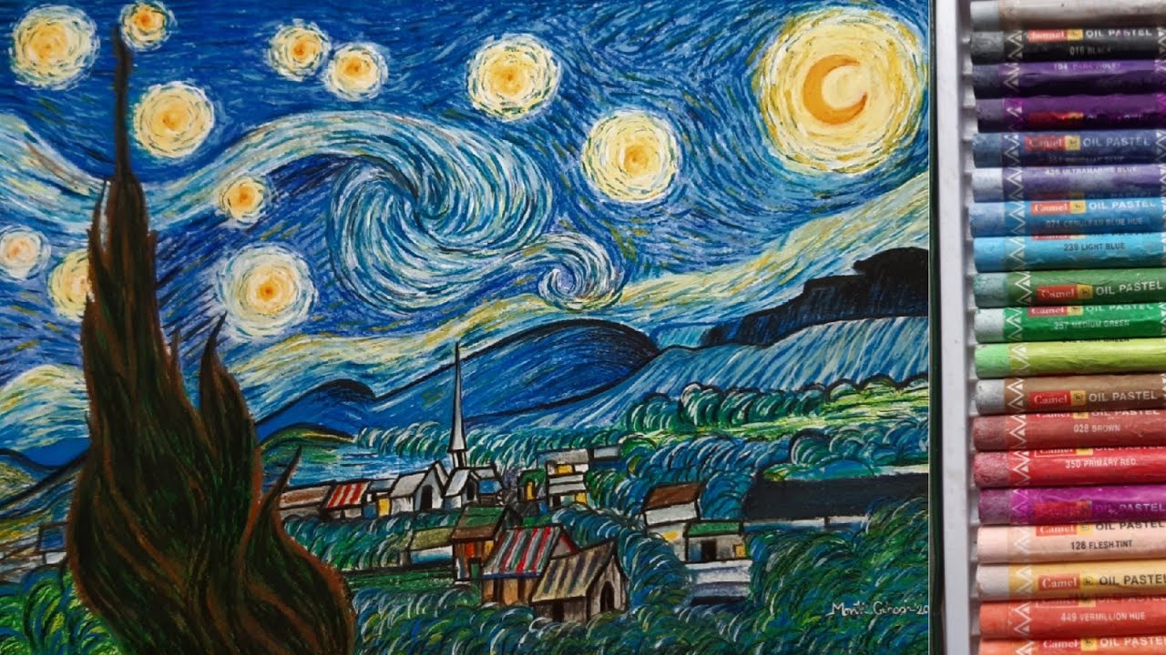 How to paint the Starry Night with Oilpastel step by step | The Starry ...