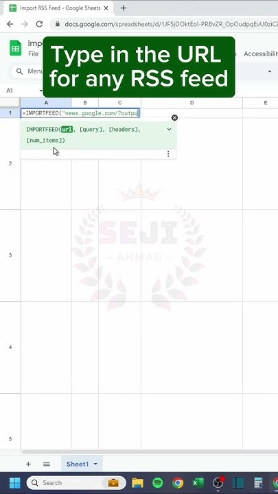 Import RSS Feed in GSheets! #excel #googlesheets #trending #viralshorts #viralshort #viralreels ...