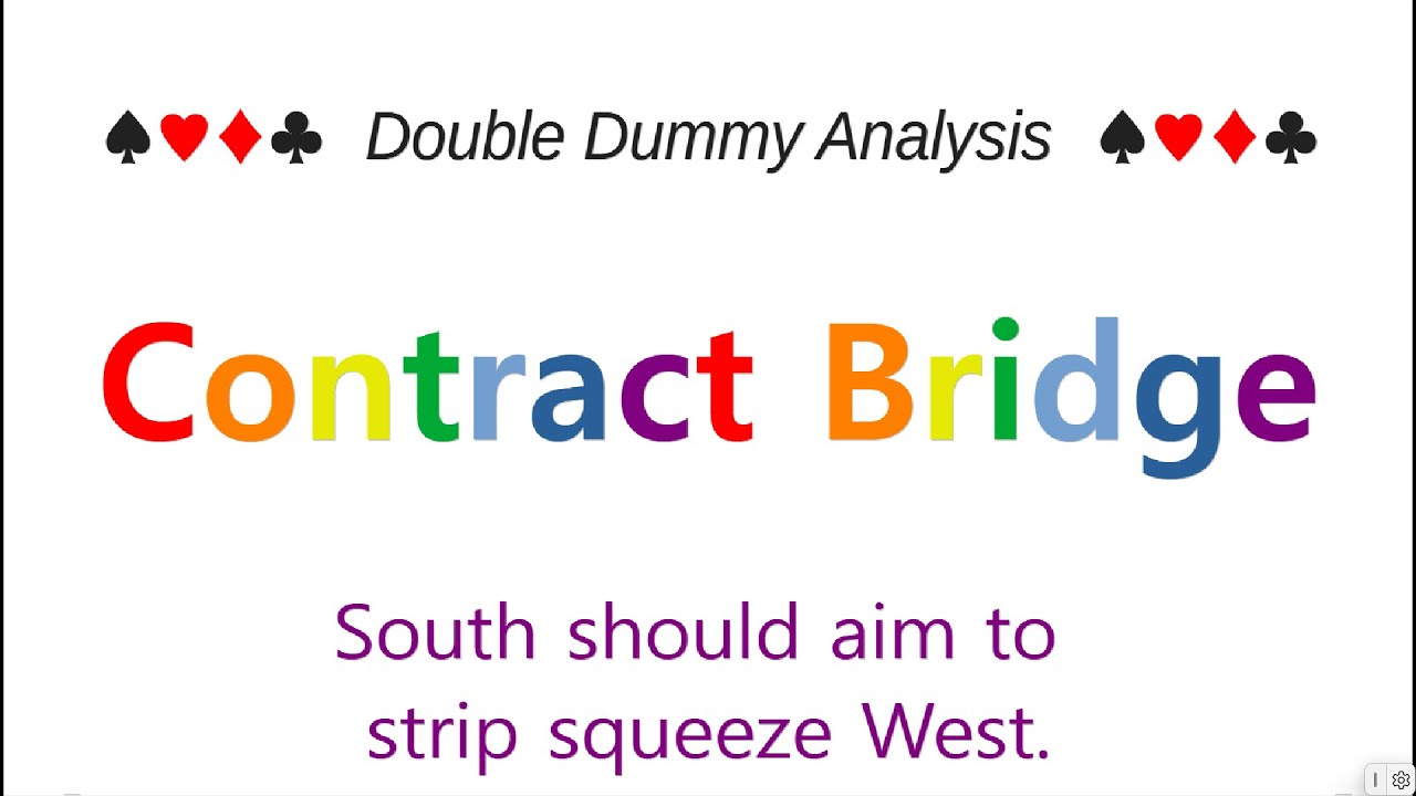 Double Dummy Analysis Contract Bridge South should aim to strip squeeze ...