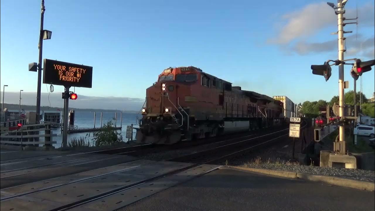 (Southbound) BNSF Intermodal Train passes through the Steilacoom Ferry Terminal Railroad ...