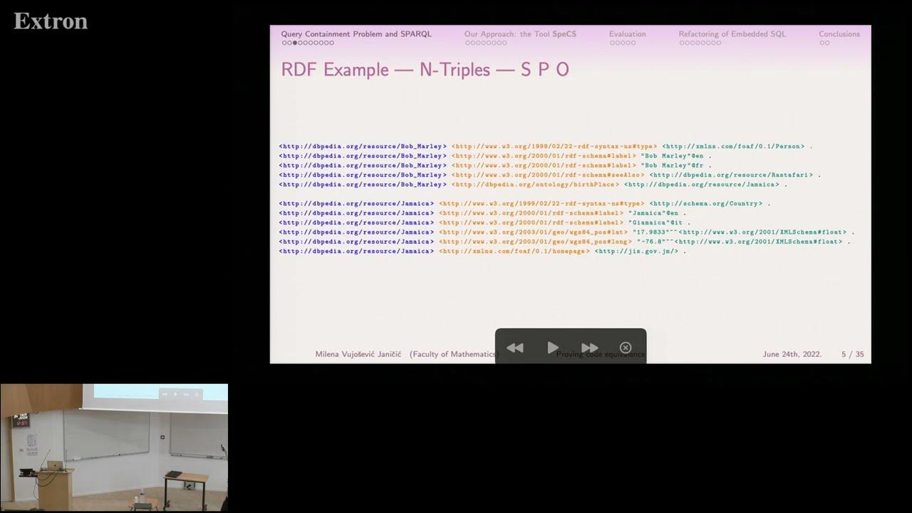 Proving code equivalence in database-driven applications & SPARQL queries: Milena Vujošević ...