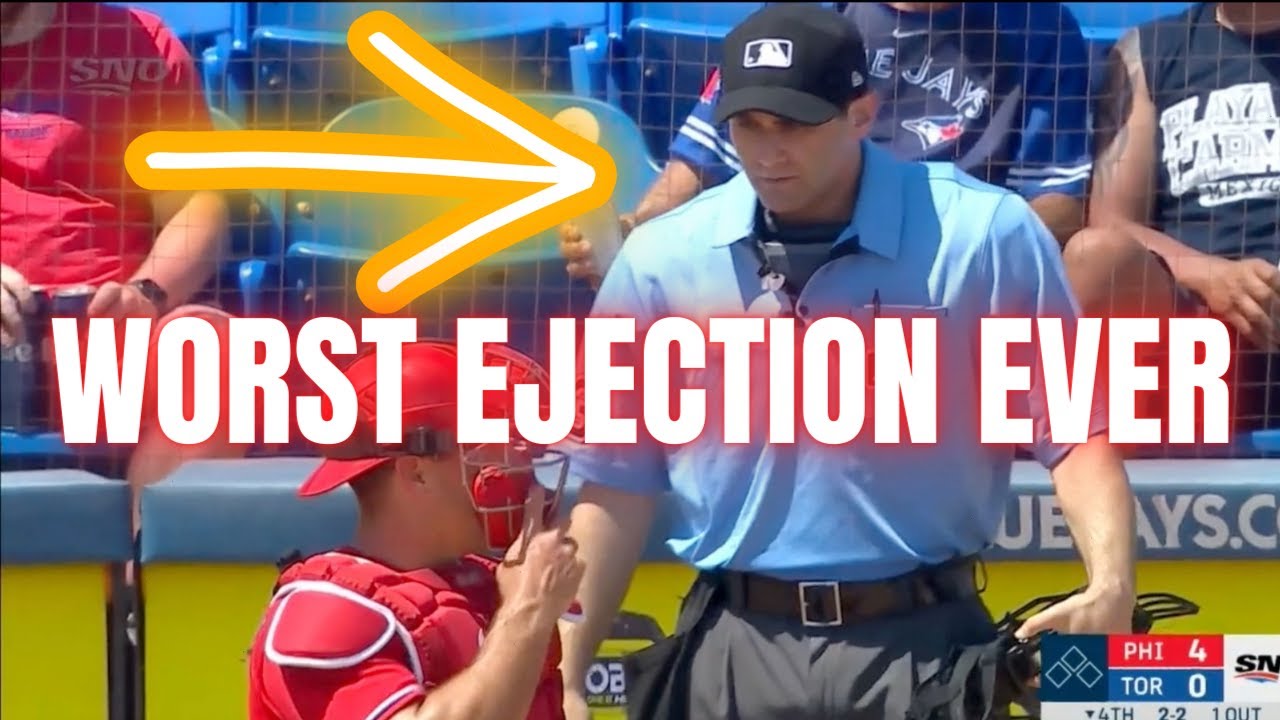 WORST EJECTION EVER : J.T. Realmuto ejected after bizarre failed ball exchange with umpire - YouTube
