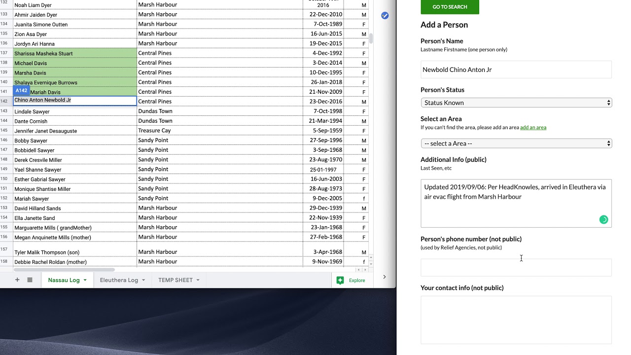 Person Info Dorian - Syncing spreadsheet - YouTube