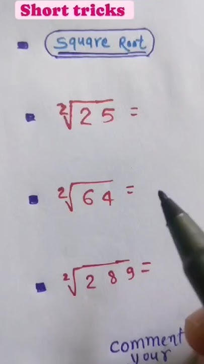 Squre root / Easy way tricks squre /root 🇮🇳🇮🇳@MATHBYPUNAMMAM - YouTube