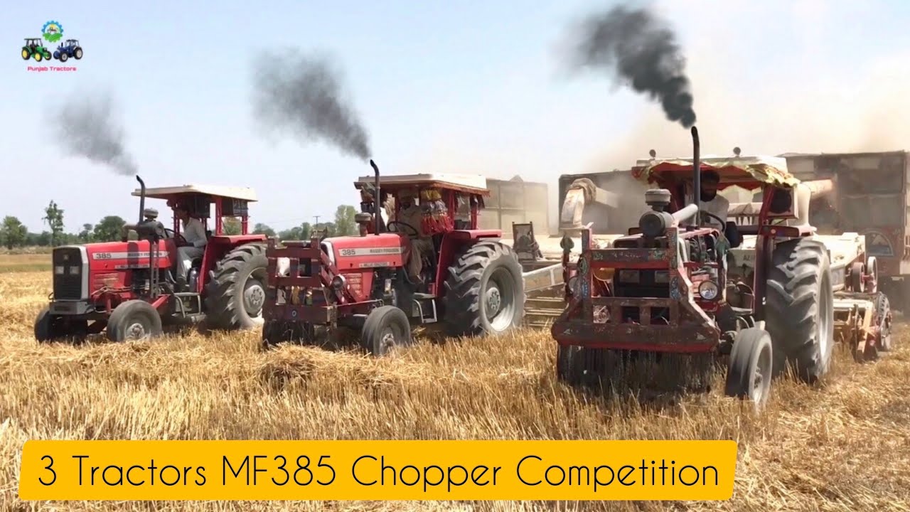 3 Tractors MF 385 | 85HP Straw Chopper Competition | Punjab Tractors ...