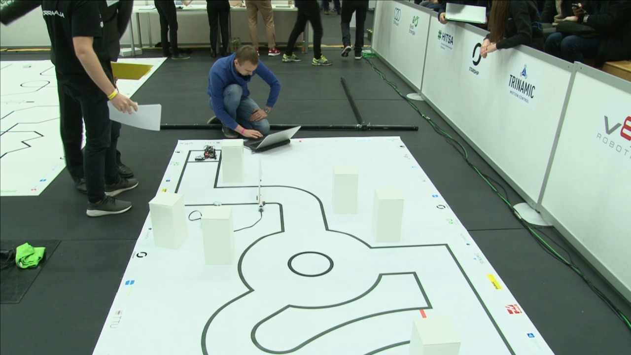 Robotex 2016 | DAY 2 | Area 2 – line following and city passing - YouTube