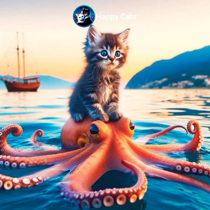 Octopus and Kittens 🐙🐈💗 ️🏖️ #cats #kittens #cute #neko #octopus #kawaii ...