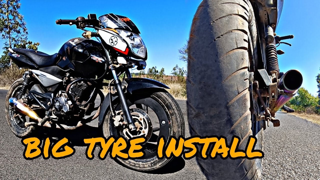 Pulsar 135 ls modified Big Tyre install 120 mm | the hyper rider - YouTube