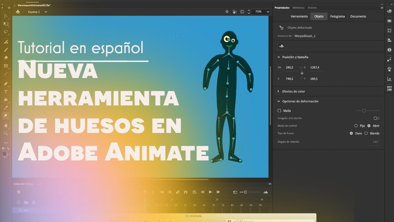 Nueva herramienta de huesos en Adobe Animate - YouTube