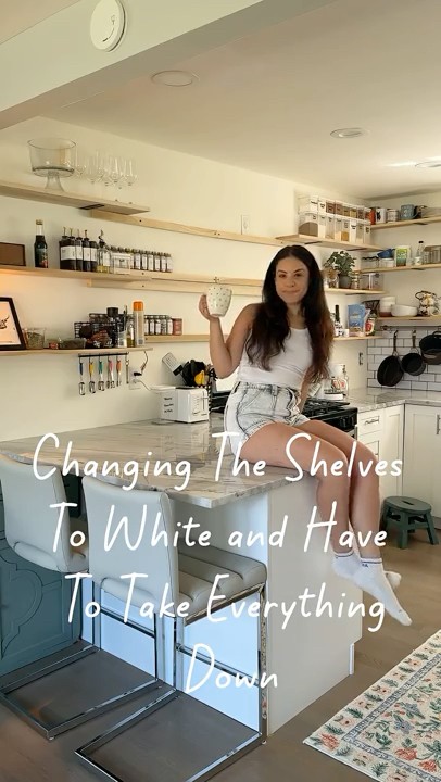 Taking Everything OFF My Open Shelving - Changing Them to White - YouTube