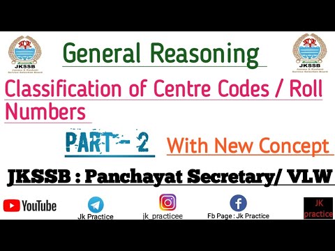 Classification Of Centre Codes/ Roll Numbers | JKSSB VLW | SSC EXAMS ...