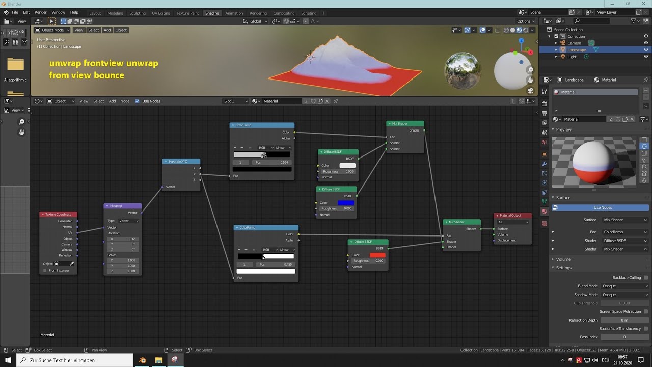 blender 3D landscape material tutorial part1 - YouTube