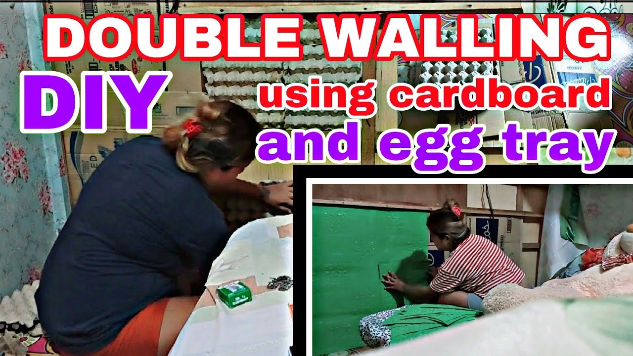 DOUBLE WALLING DIY USING CARDBOARD AND EGG TRAY/Simply rich - YouTube