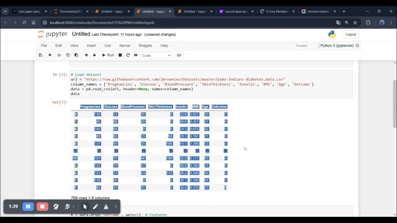 Video Penjelasan program Python dengan klasifikasi dan mengkluster data menggunakan algoritma ...
