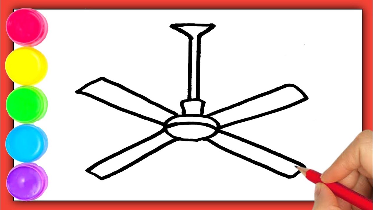Ceiling fan drawing,How to draw a fan easy step by step - YouTube