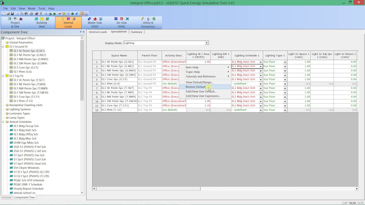 eQuest Mastering the Basics 06 Input Fields User Defaults and Scripting ...