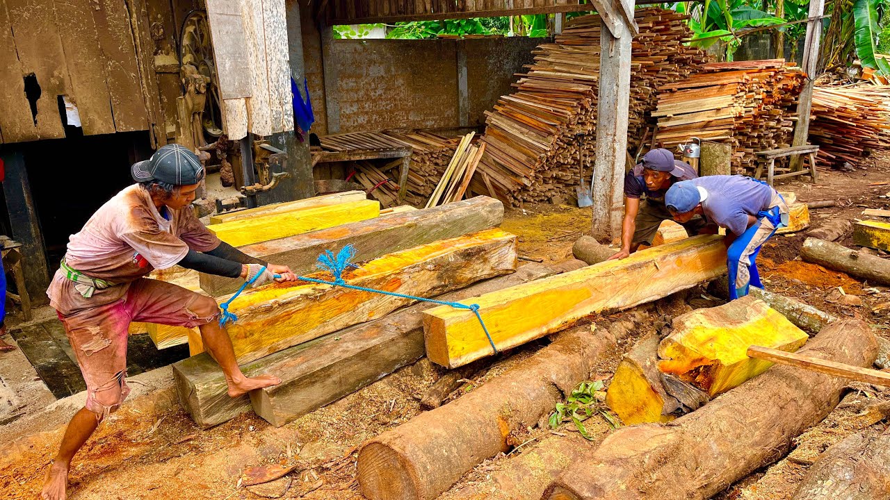 Abundant Profits!! Sawing Full-Grain Jackfruit Wood Blocks, the Dream ...