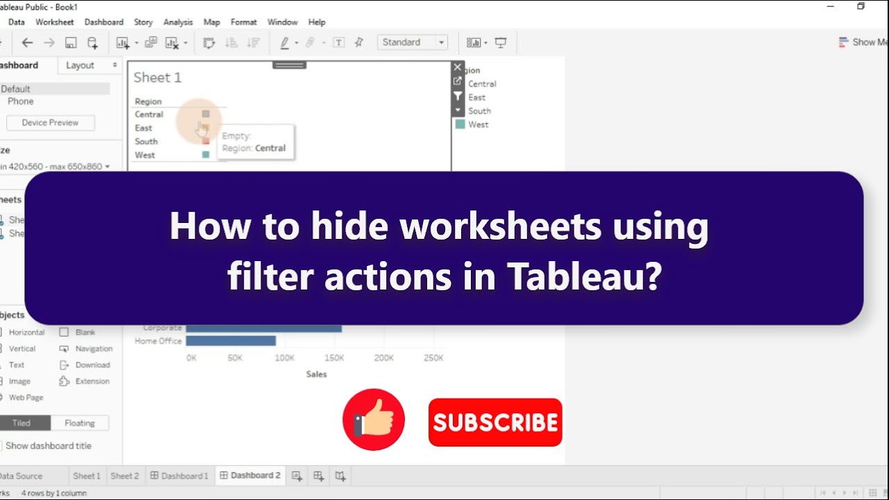 How to hide worksheets using filter actions in Tableau? - YouTube