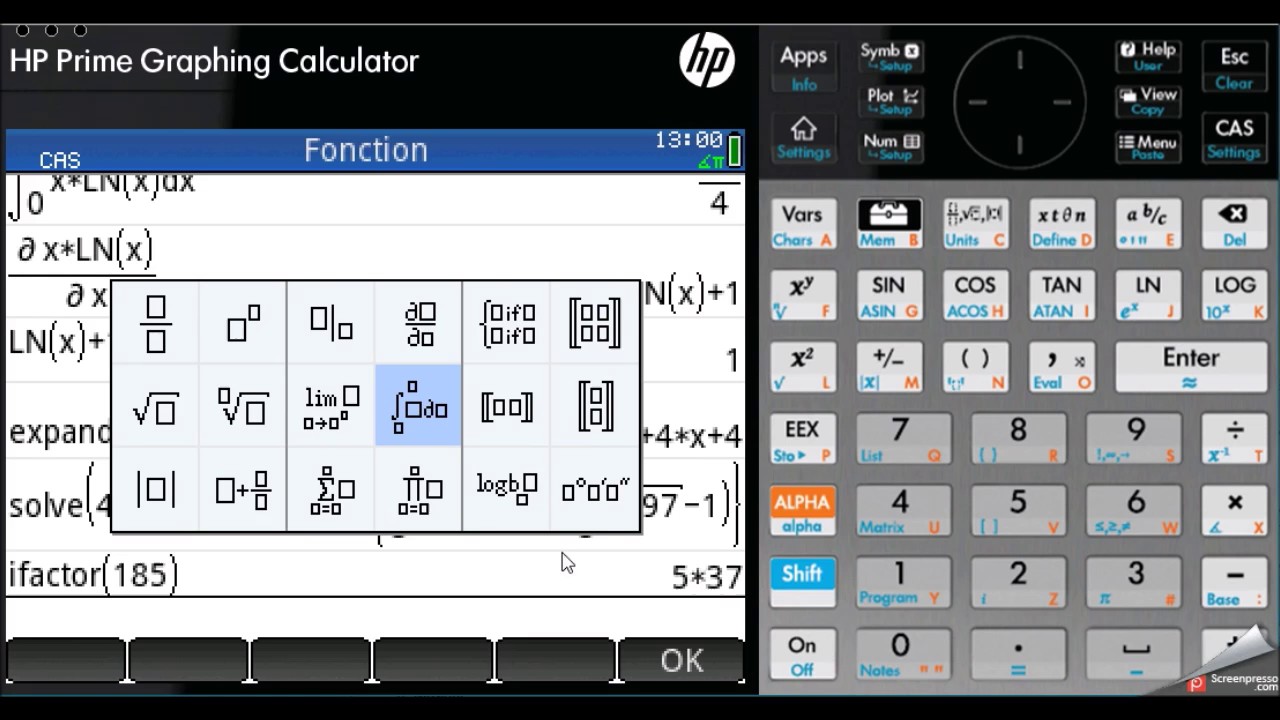 Calculer une intégrale sur la calculatrice HP Prime - YouTube