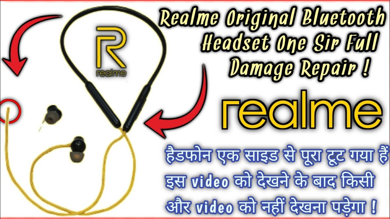 Realme Original Bluetooth Headset One Side Full Damage Wire Repair ...