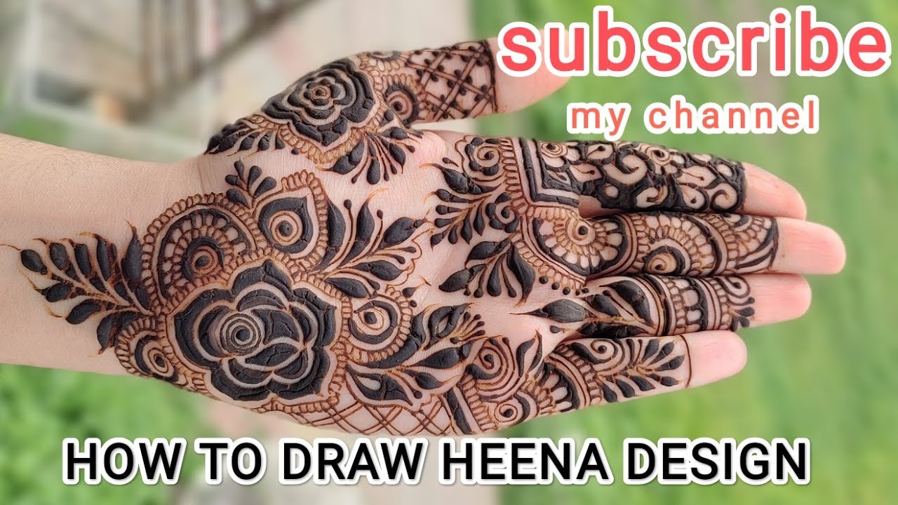how to draw front heena design|Mehdi design|bold rose design#shortvideo ...
