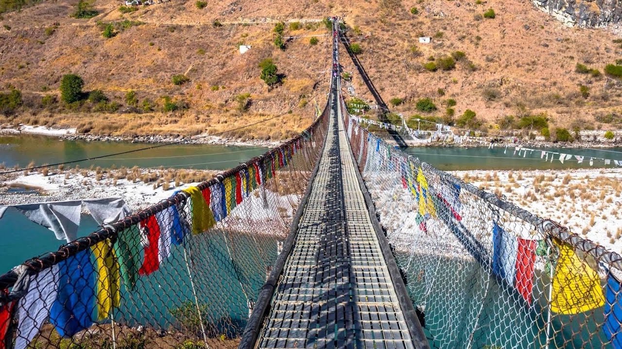 Longest and Oldest suspension bridge in Bhutan | 15th Century Bridge ...