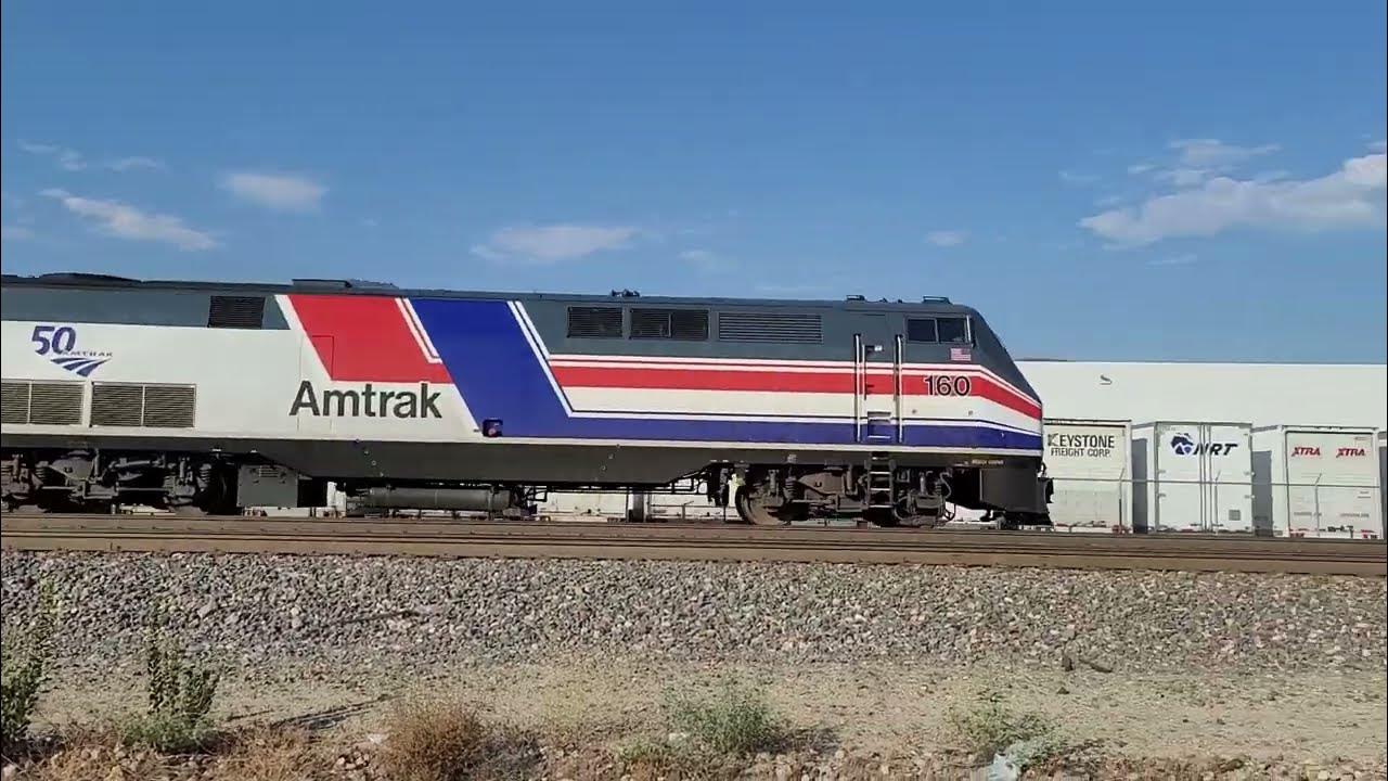 Amtrak Pepsi Can Heritage Unit 160 on Late Southwest Chief at Verdemont, CA 07/28/2022 - YouTube