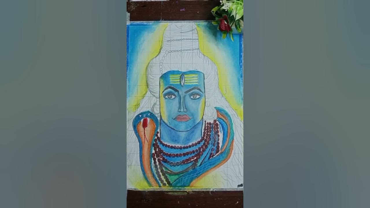 shiv ji oil pastels colour drawing #shorts #drawing - YouTube