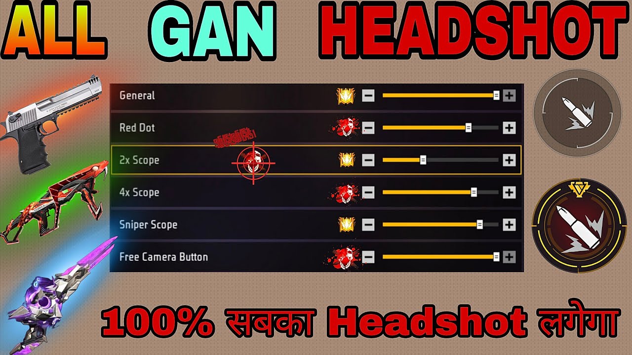 Free Fire Max All Gan Headshot Settings ll free fire headshot ...