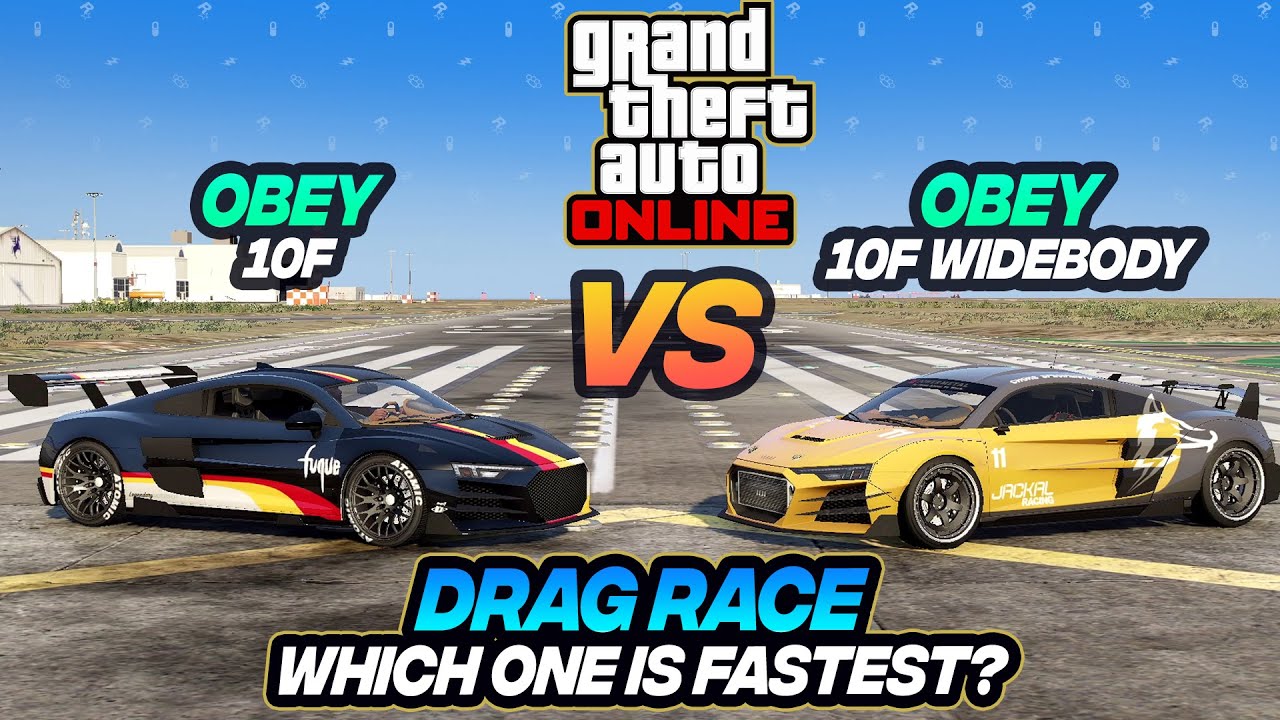 GTA 5 Obey 10F VS Obey 10F Widebody Drag Race, speed test, Which One is ...
