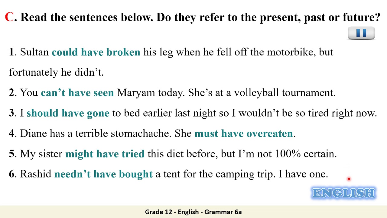Grade 12 science English Grammar 6a - YouTube