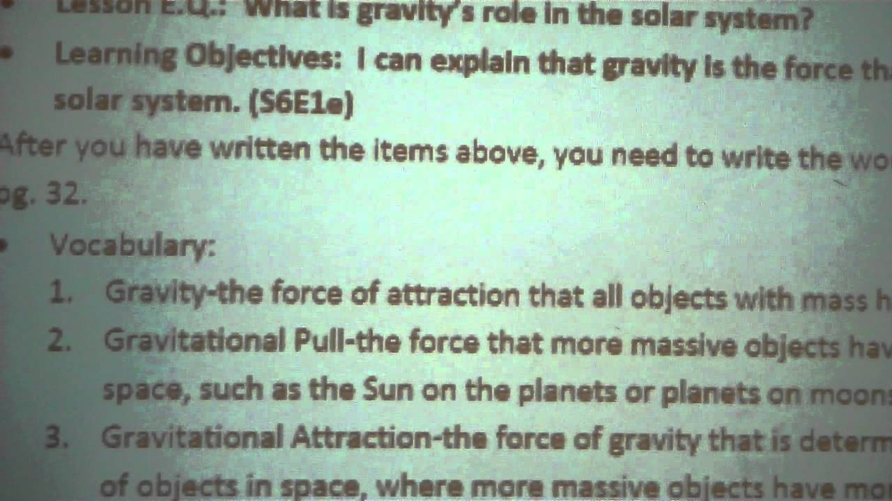 Gravity Vocabulary - YouTube